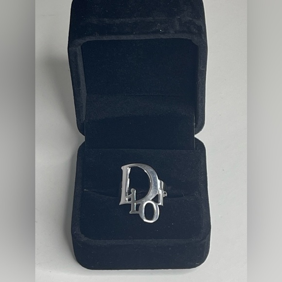 Dior | Jewelry | Christian Dior Logo Silver Tone Ring Size 5 | Poshmark